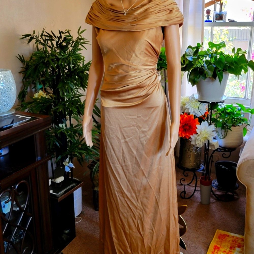 Floor Length Formal Bronze/Gold Color - Gem